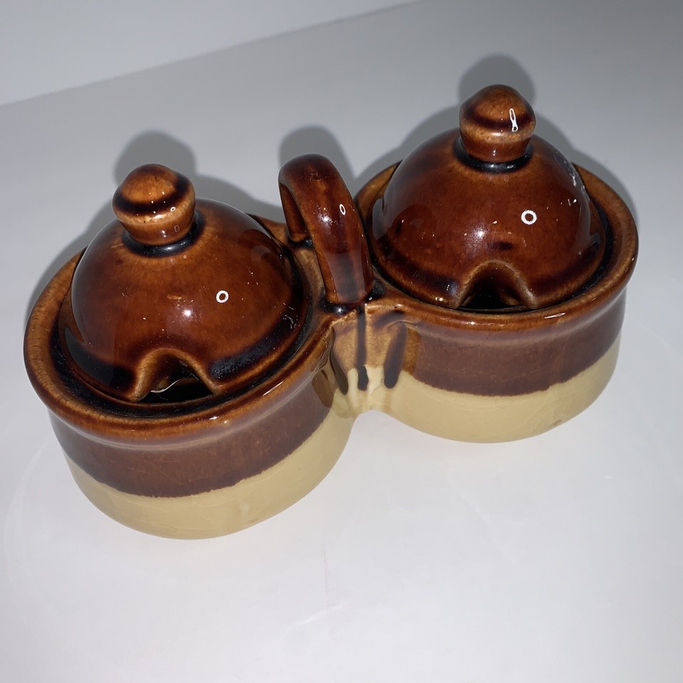 VINTAGE Relish Condiment Server Brown/Tan Ceramic Stoneware Taiwan ...