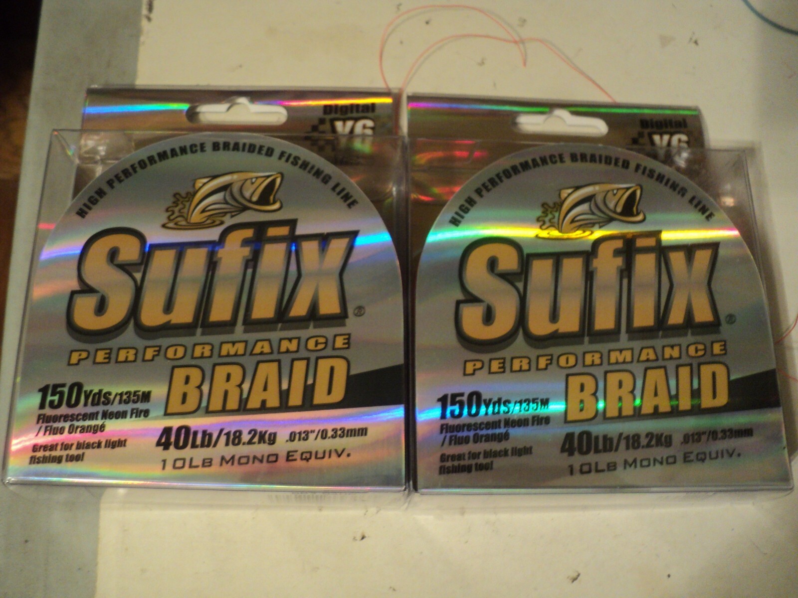 2 - SPOOLS SUFIX PERFORMANCE BRAID 40 LB FLO NEON FIRE/FLUO ORANGE (NIP ...