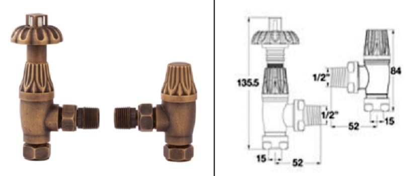 Traditional Victorian TRV Thermostatic Antique Radiator Valve Set Pair ...