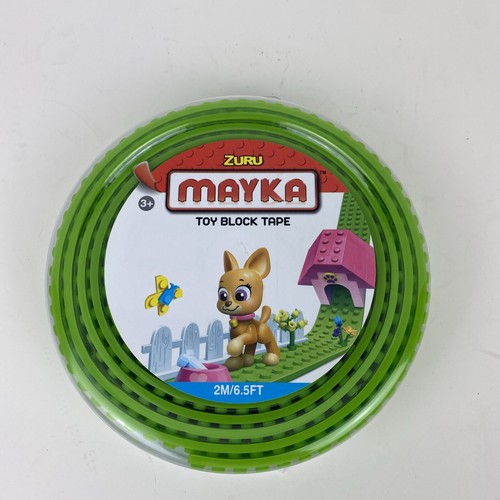 Zuru Mayka Toy Block Tape 2M/6.5 FT Light Green 4 Row Compatible Lego ...