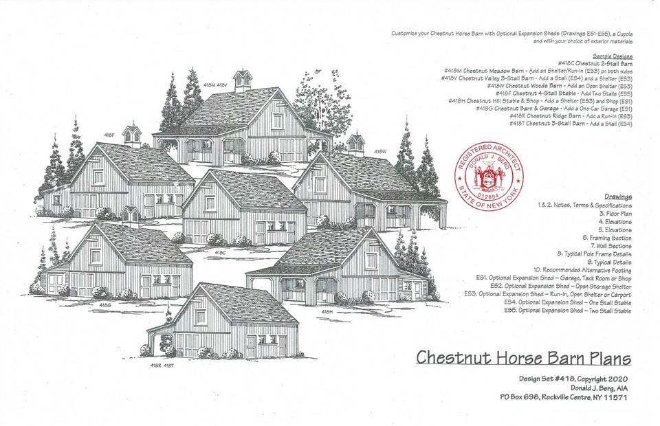 Chestnut Horse Barns - 3 Complete Sets of Pole Barn Building Plans (eB ...