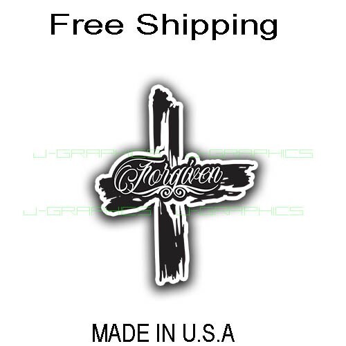 Forgiven Cross Christian vinyl decal sticker religious God Jesus pray ...