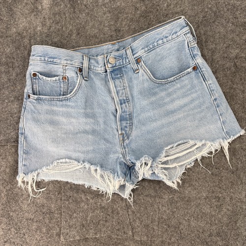 Levi's Cutoffs Women's 32 Blue Jean Shorts Premium Big E Remake Fray ...