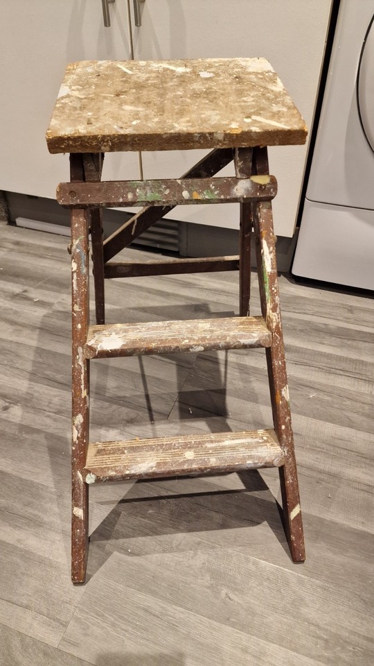 Vintage 2 Step Wooden Ladder DIY Ladder, Painting, plant stand or more ...
