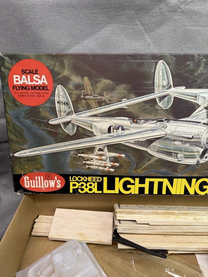 Guillow's #2001 - Lockheed P-38L Lightning Balsa Flying Model Kit 40 ...