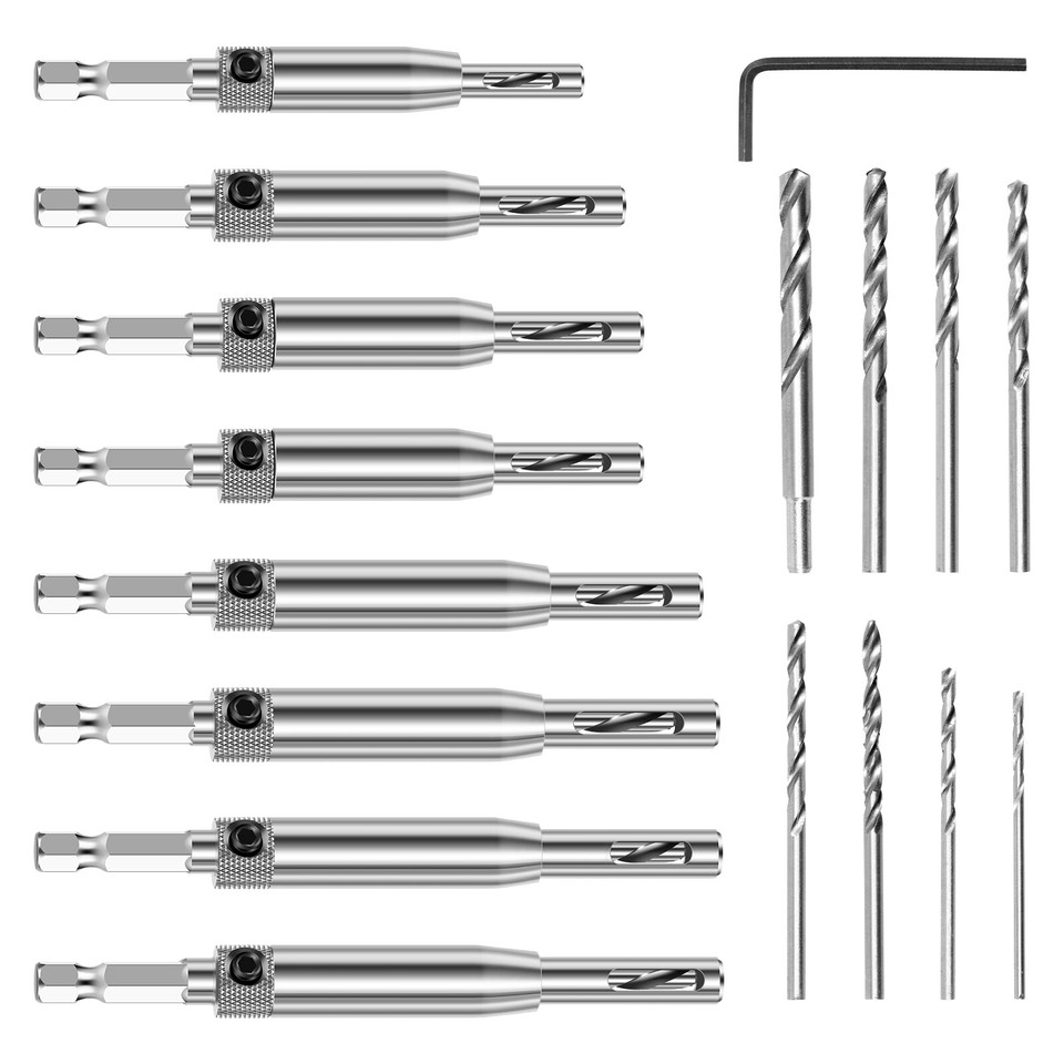 17Pcs Hinge Tapper Core Drill Bit Steel Self Centering Drill Bit Quick ...