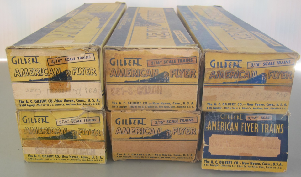 AMERICAN FLYER S GAUGE 6ea. ORIGINAL PASSENGER CAR, Etc. BOXES-1950's ...