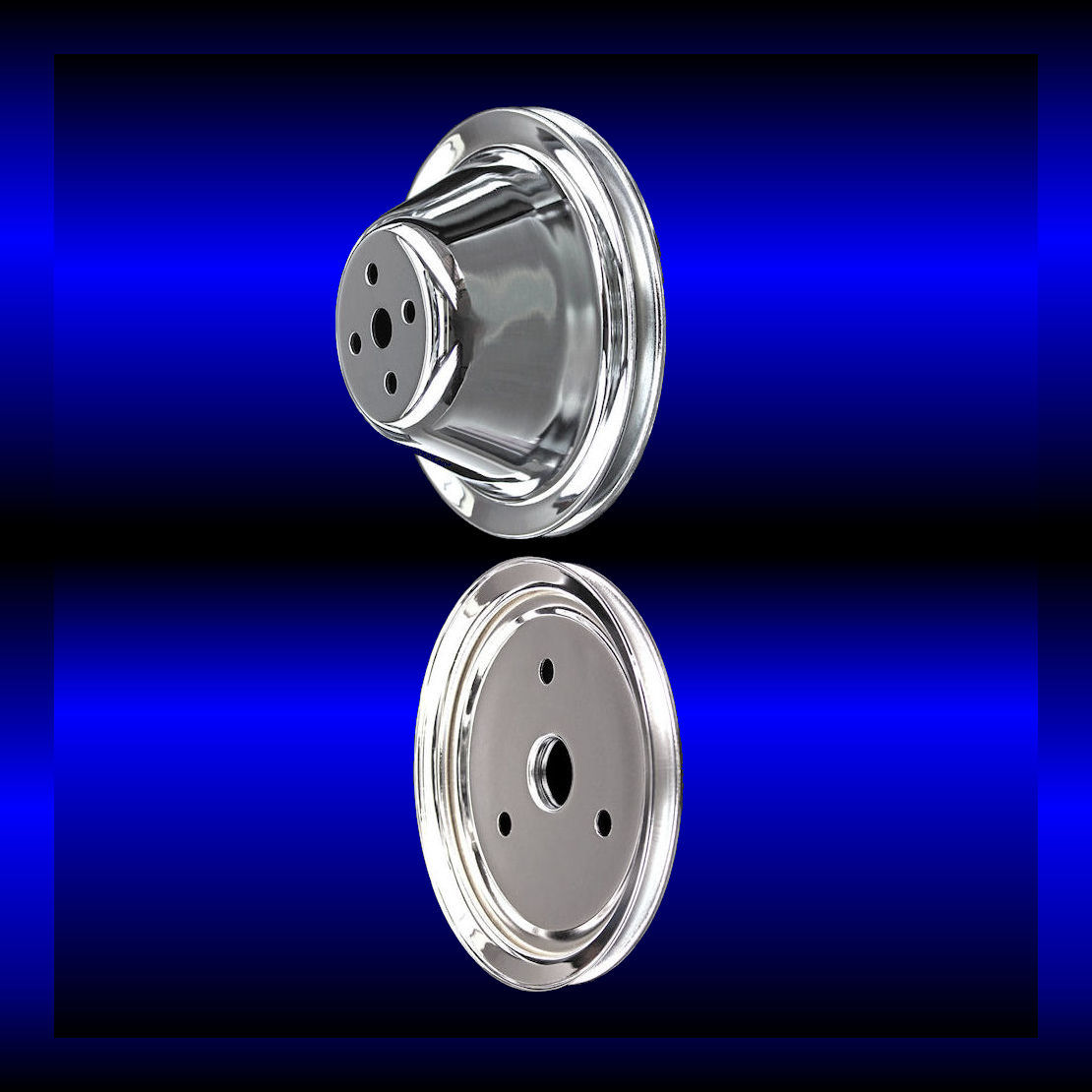 Chrome 2 pulley set for small block Chevy short wp single pulleys 283 ...