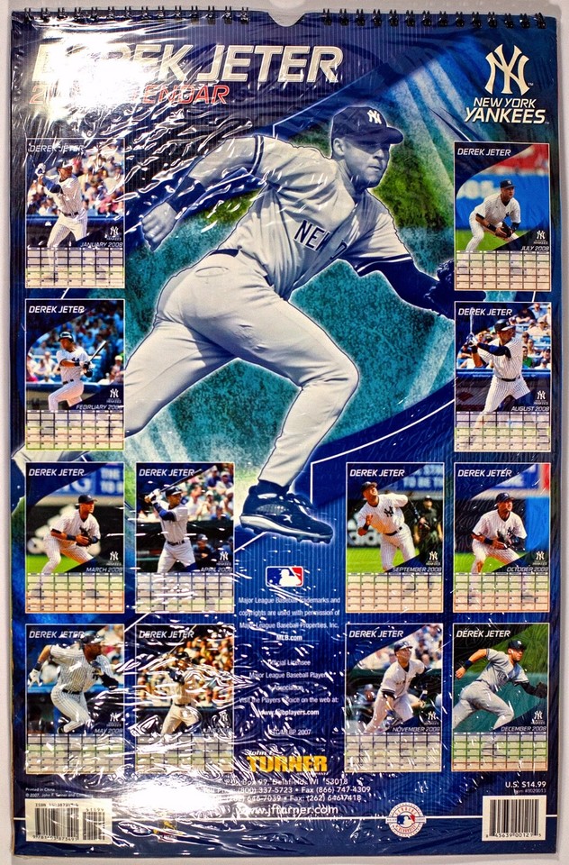 New York Yankees Derek Jeter 2008 Wall Calendar [Sealed] 11" x 17" | eBay