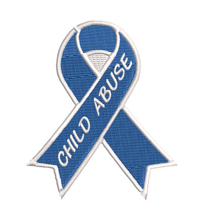 Anti-Child Abuse Blue Awareness Ribbon 3.5" Patch Embroidered Iron-On ...
