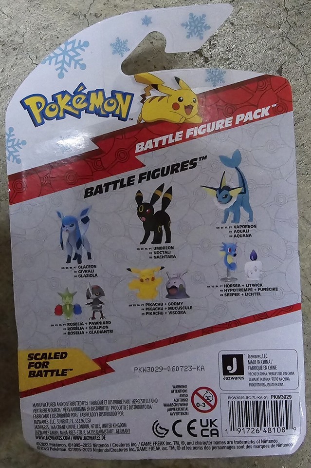 Jazwares Pokemon Battle Figure Pack Pikachu + Spheal Nintendo Game ...