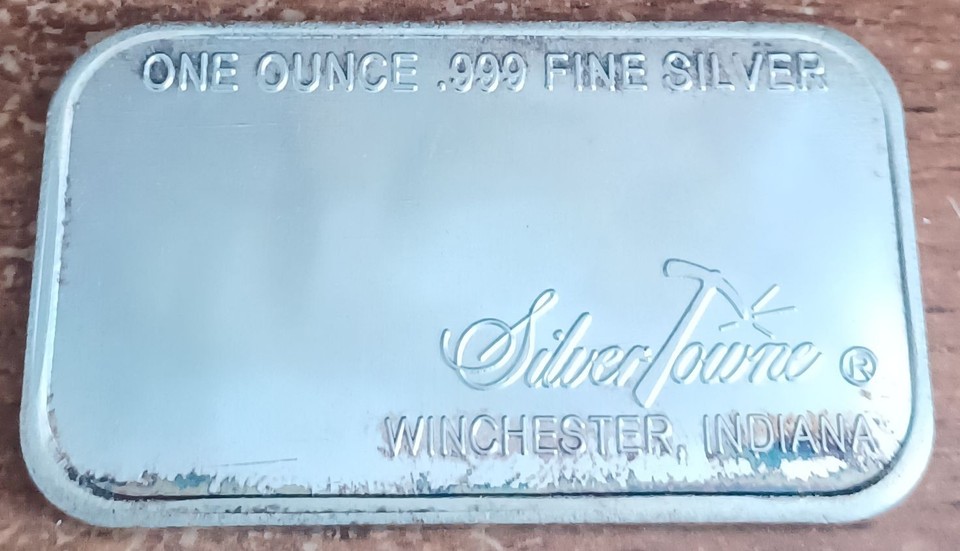 Silvertowne Prospector 1 oz .999 fine Silver Bar Larger format picture ...