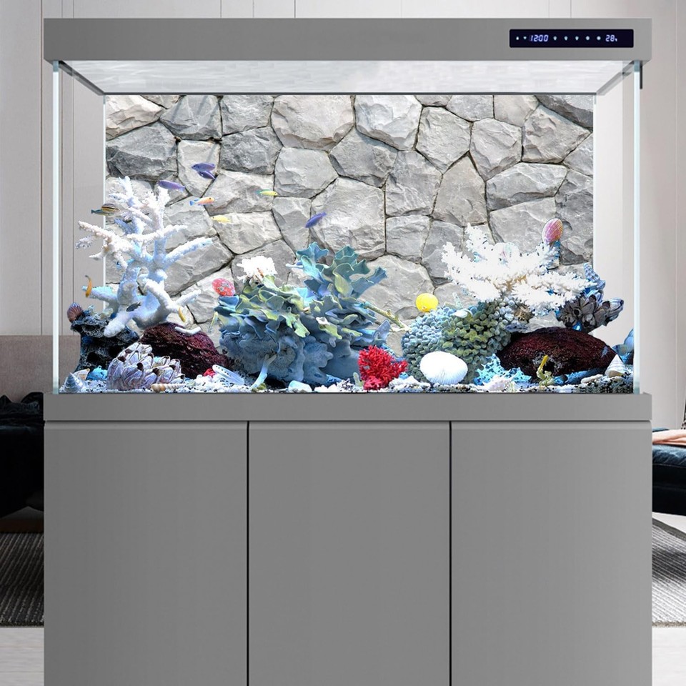 AWERT 30x18 inches White Stone Aquarium Background Rocky Fish 30x18in ...