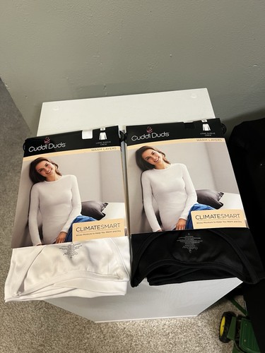 Cuddle Duds Climate Smart Long Sleeve Crew Lot Of 2 Black And White ...