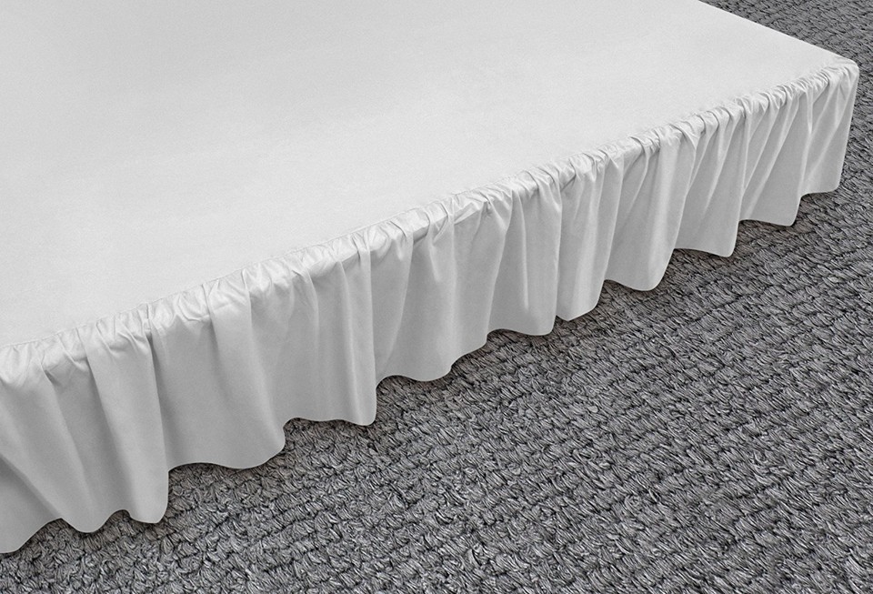 MODERN SOLID DUST RUFFLE SPLIT CORNERS 1PC BED BEDDING PLEATED SKIRT ...