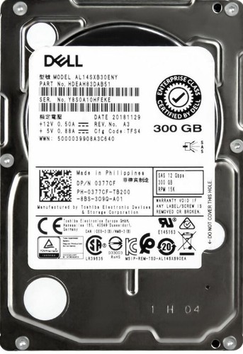 Disque Dell 0377CF 377CF 300GB 15000U/Min 128MB SAS-3 AL14SXB30ENY 2.5 ...