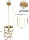 Modern Gold Pendant Light With Metal Cage Onelight Adjustable Rods Mini ...