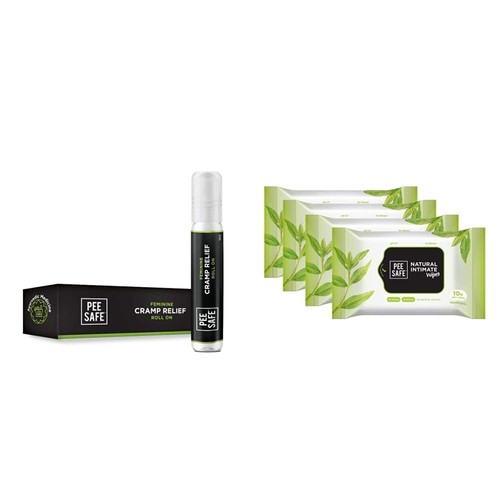 Pee Safe Féminin Crampe Soulagement Roll On, Lingettes Intimes 10 Pièce ...