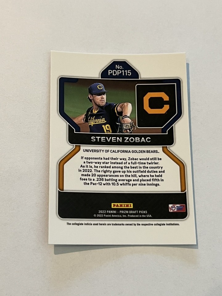 2022 PANINI PRIZM DRAFT STEVEN ZOBAC RC | eBay