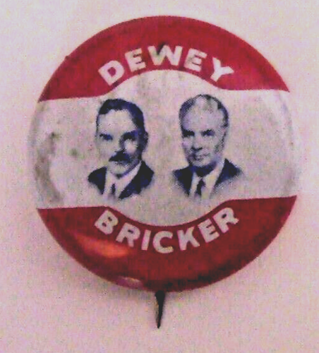 DEWEY/BRICKER 1944 Presidental Campaign Button 1"x1" Red/White/Blue | eBay