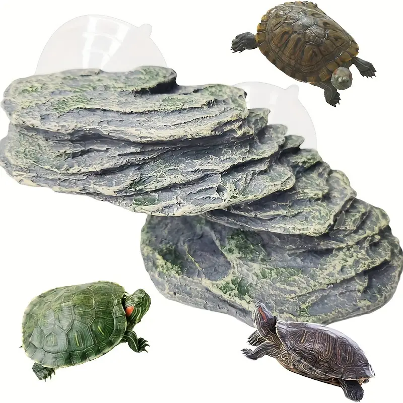 Turtle Basking Platform Climbing Ramp Shale Reptiles Stone Aquarium ...