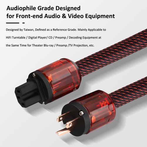 Copper AC Power Cable 10AWG HiFi Audiophile Power Cord US Plug IEC ...