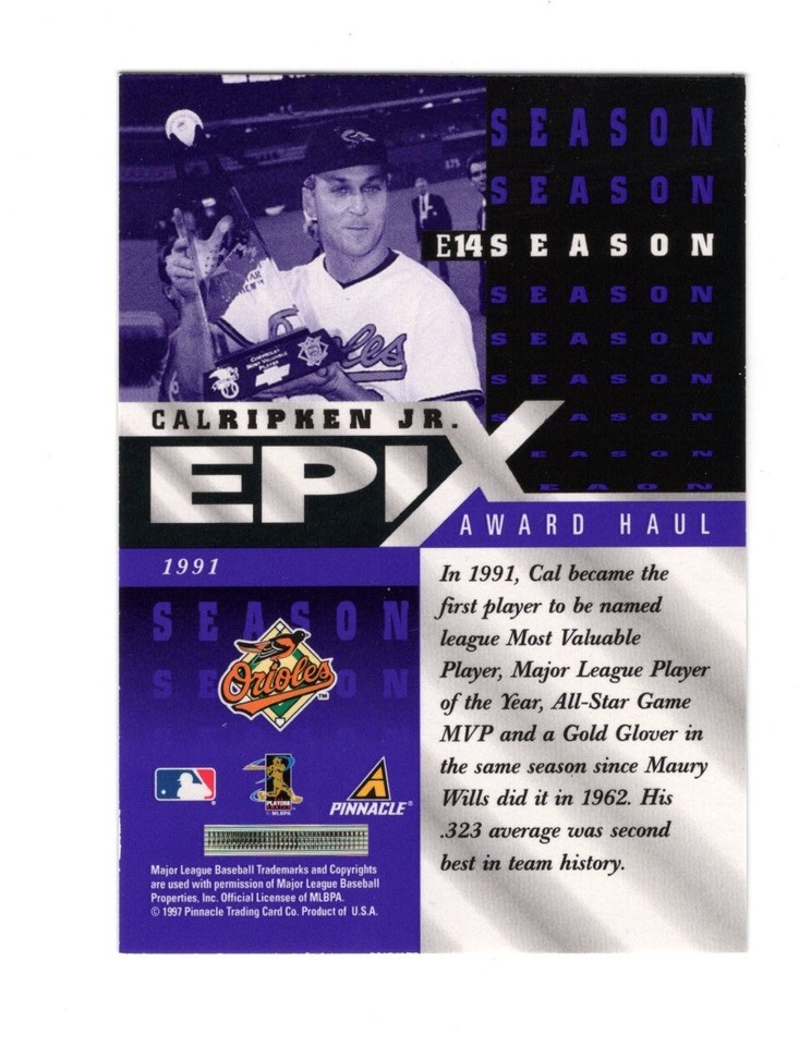 1998 Pinnacle Epix Purple Season #E14 Cal Ripken Jr. | eBay