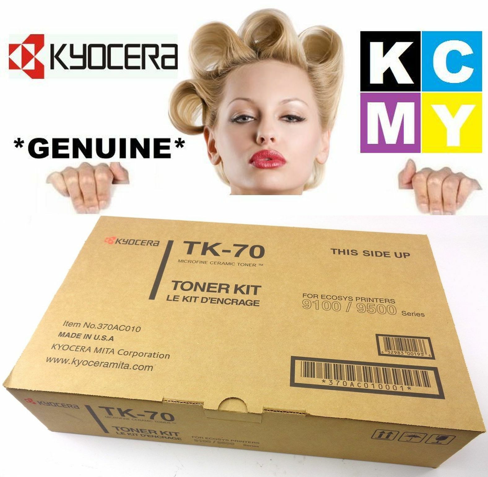 Kyocera TK70 Genuine/Original Black Toner Cartridge TK-70 FS-9100/9500 ...