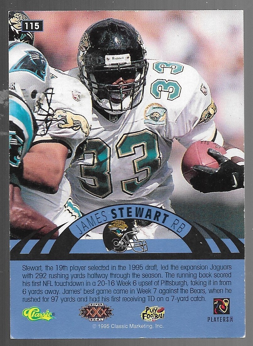 1995 Classic NFL Experience James Stewart 115 Jacksonville Jaguars ...