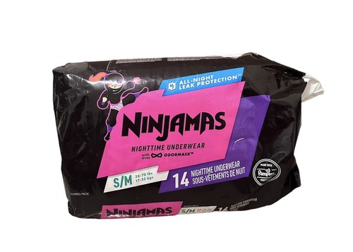 Ninjamas Nighttime Bedwetting Underwear, Girl, Small/Medium (14 Ct ...