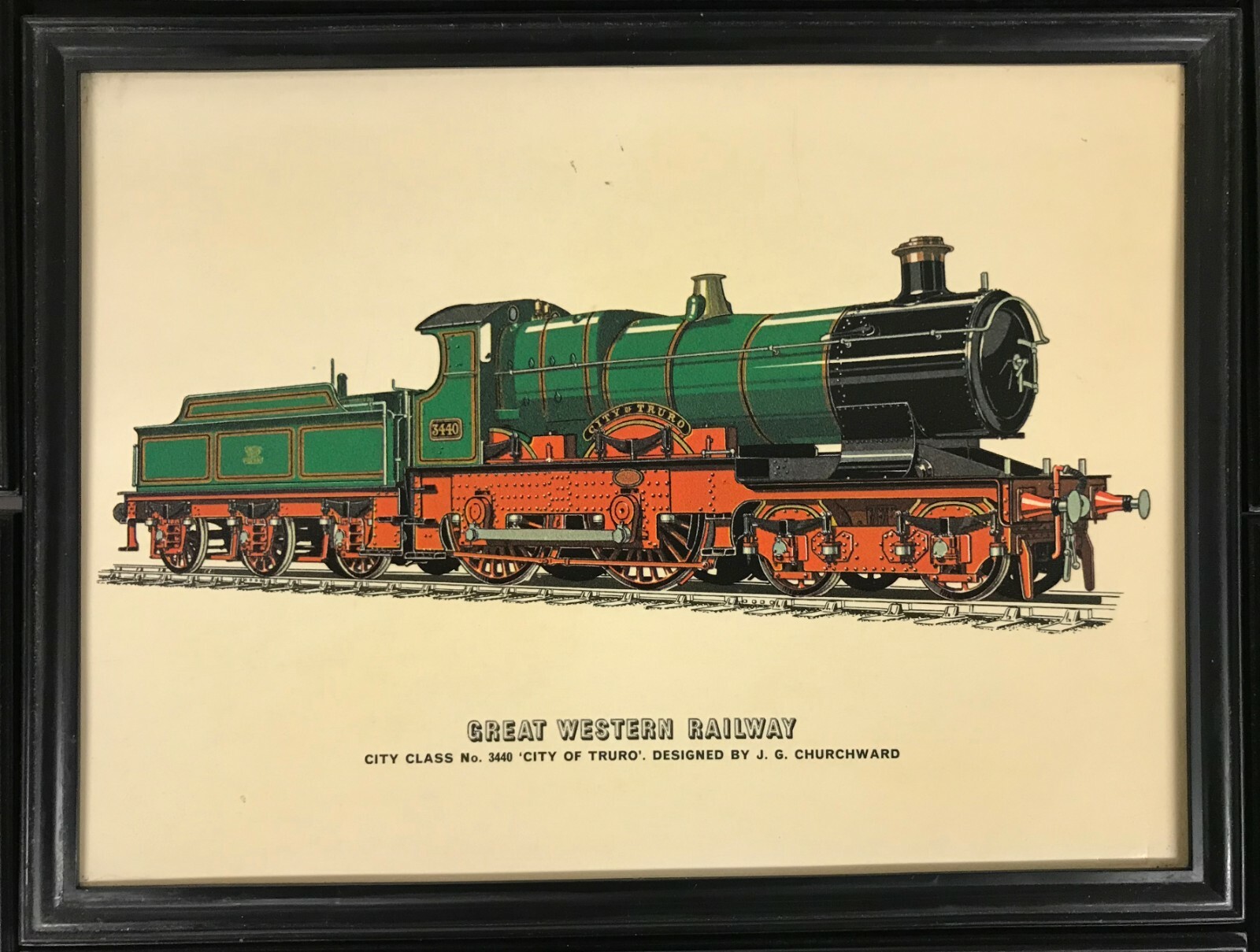 Railway Steam engine prints in plastic frame 26x18cm, GWR BR L&NWR SR ...
