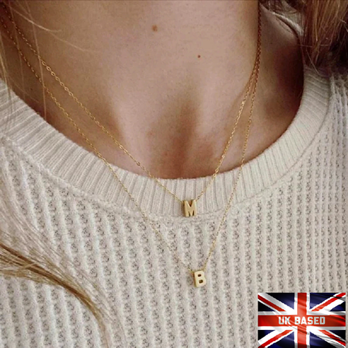 Gold Silver Multi Layer 2 Initial Letters Chain Necklace Personalized ...