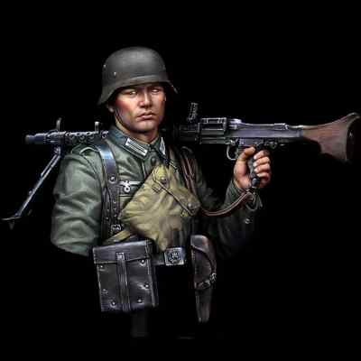 1/10 Resin Figure Model Kit WW2 European Soldier machine gunner bust ...