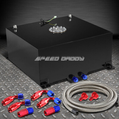 20 GALLON/78L BLACK ALUMINUM FUEL CELL GAS TANK+LEVEL SENDER+STEEL FUEL ...