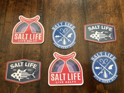 SALT LIFE Stickers Decals LOT X 6 SIX 3" Size Marlin Fish Surf Dive ...