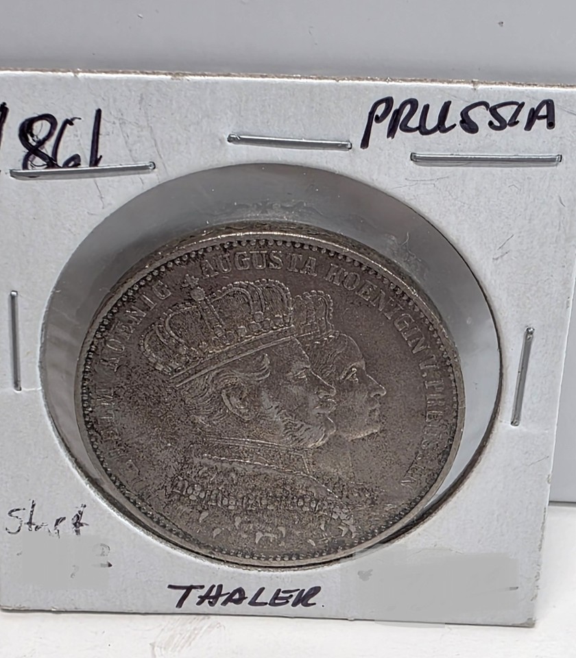 1861 Prussia Silver Thaler – Wilhelm I & Augusta – German Empire Crown ...