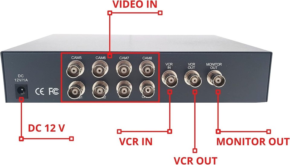 8 Channel Analog CCTV Video Multiplexer Color Quad Processor Screen ...