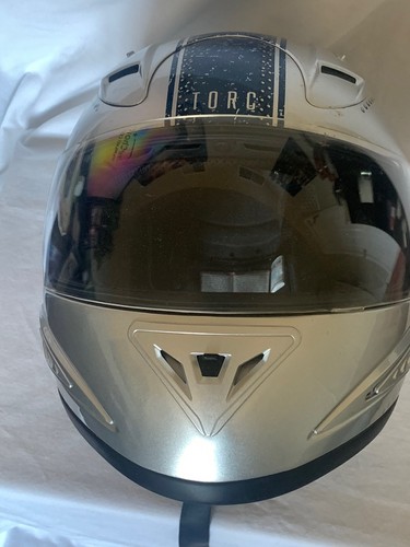 TORC T10 Motorcycle Full Face Helmet Sz S Silver & Blue. DOT Hard To ...