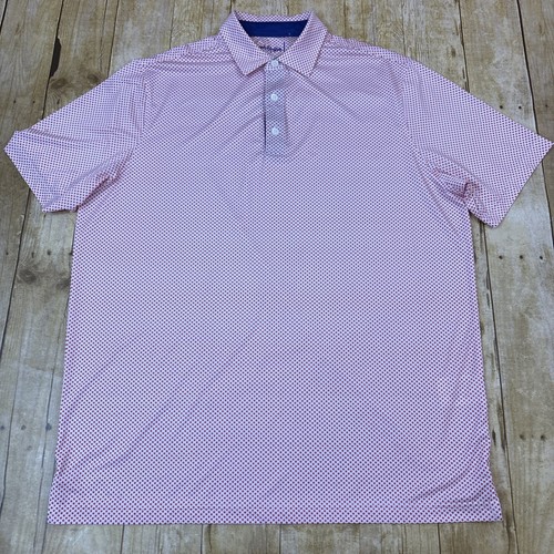 Grunk Dolfer Polo Shirt Large All Over Graphic Print Red Stars White ...