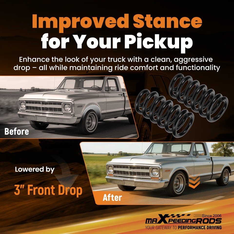 3" Front Drop Coil Springs Kit For Chevy C10 GMC C15 1963-87 Steel | eBay