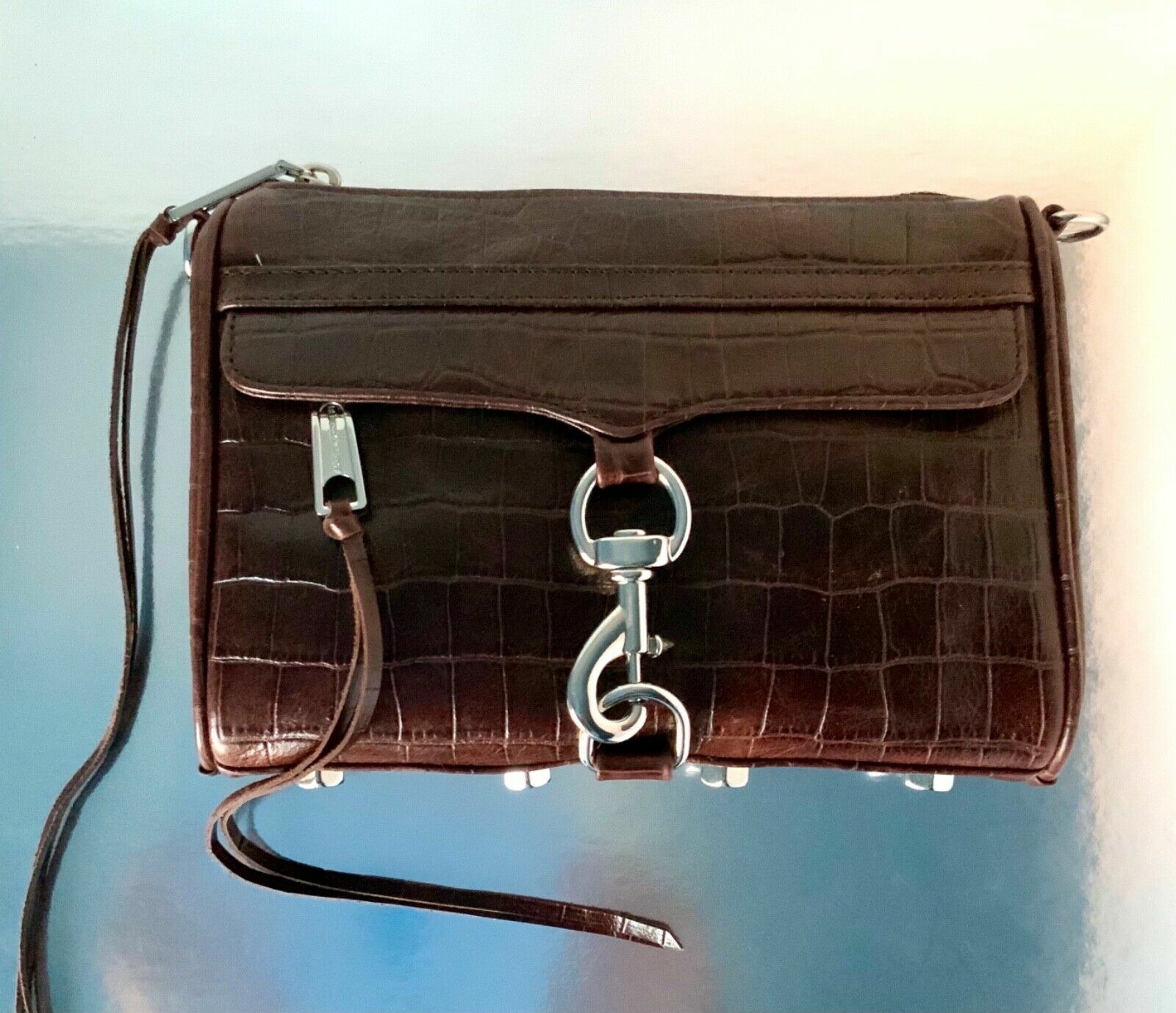 Rebecca Minkoff Mini MAC CROC Embossed Leather Clutch/ Crossbody ...