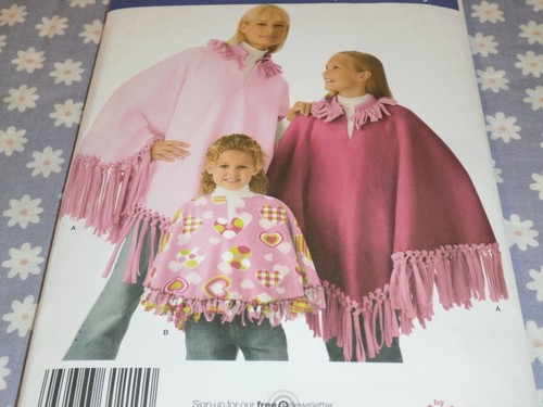 SIMPLICITY 3981 MISSES & GIRLS NO-SEW FLEECE PONCHO PATTERN- UNCUT-ALL ...