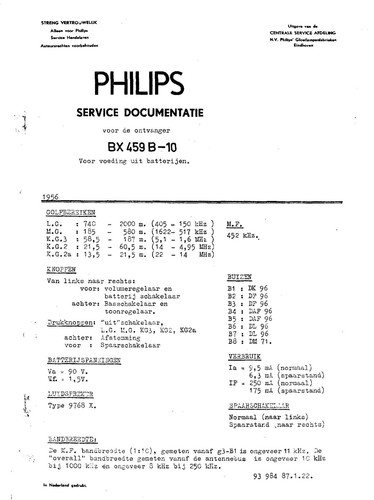 Service Manual Guide For Philips BX 459 B | eBay