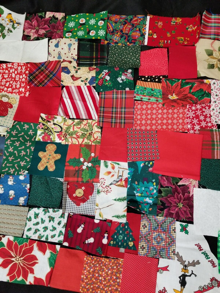 New Christmas Fabric Scraps For Quilts Scrapbooking Sewing Crafts - Lot ...