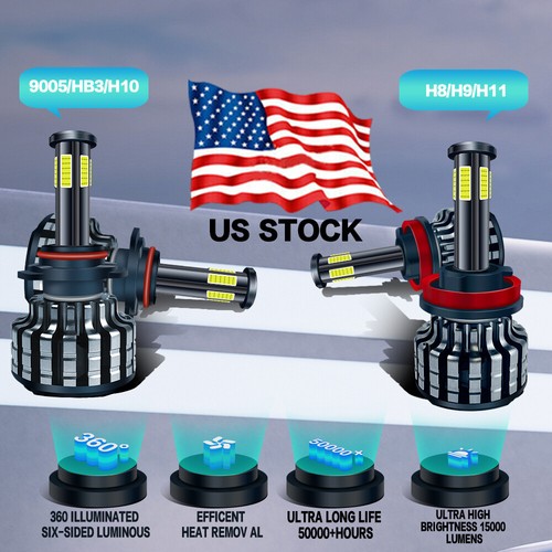 LED Headlights Kit Combo Bulbs LO/HI beam 200W Super White for 6 sides ...
