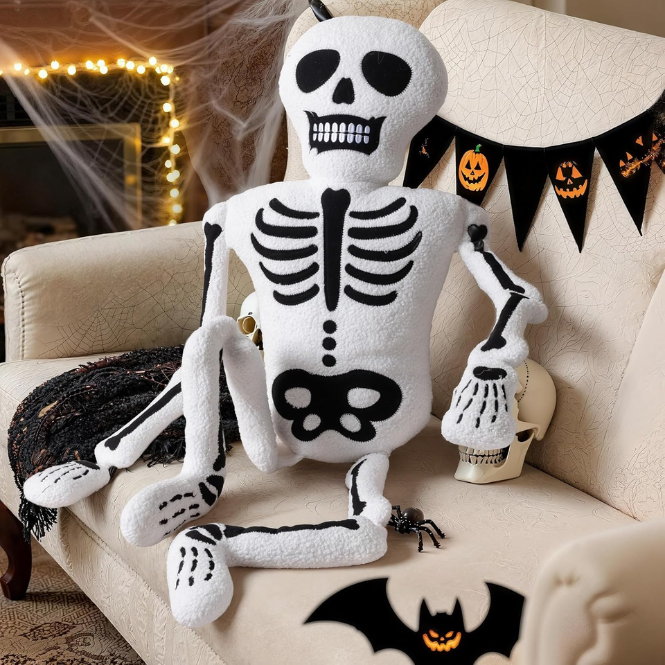 Halloween Skeleton Throw Pillows, Human Shaped Skeleton Body Decorative ...