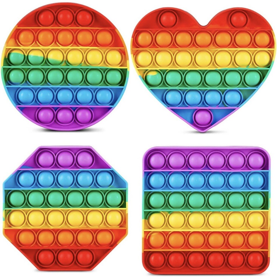 (4 Pack) Pop It Fidget Toys, Pop Its Fidgets Stocking Stuffers for Kids ...