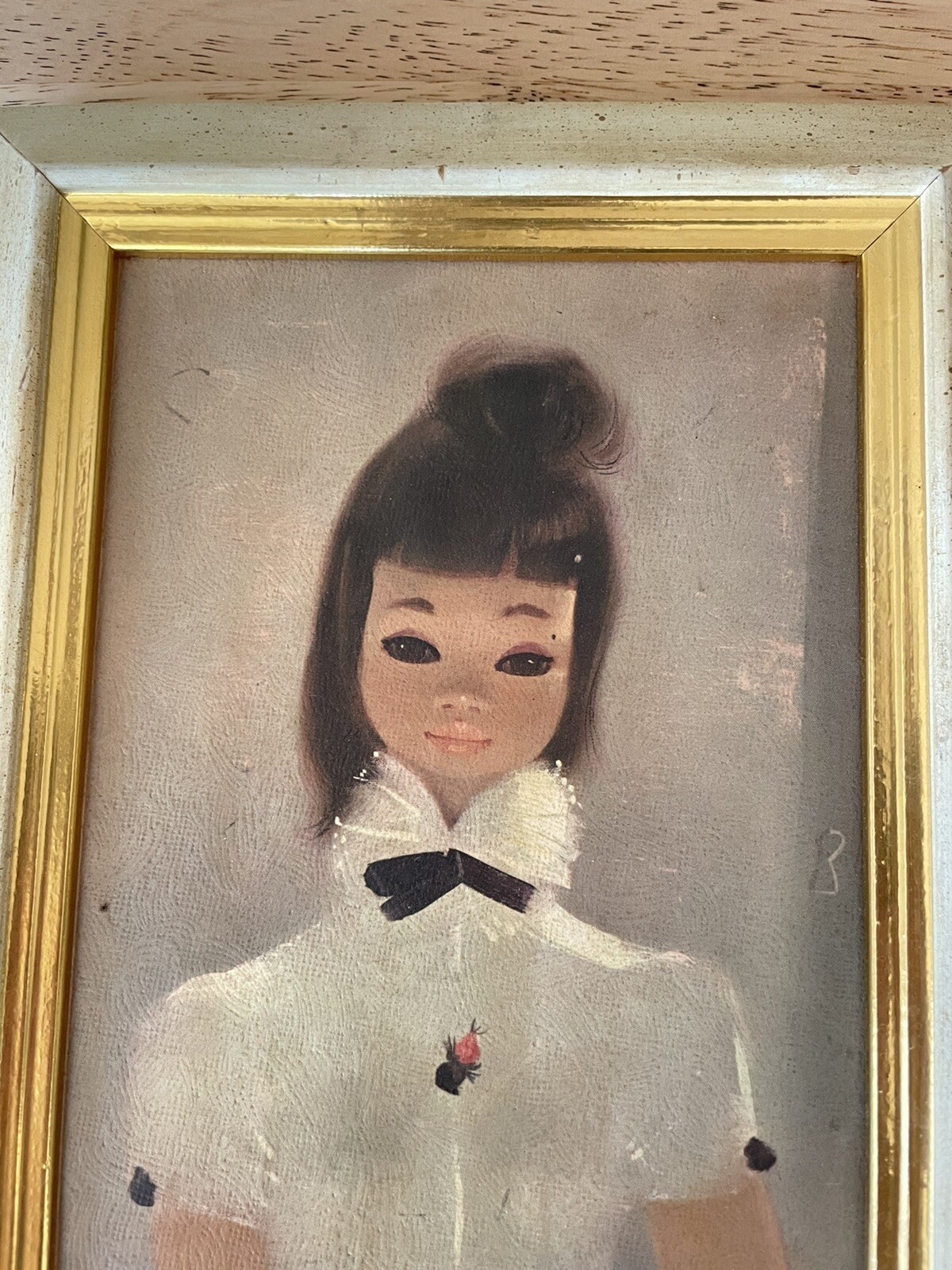 MCM Vintage Framed Print Of Painting Igor Pantuhoff Girl Gigi Big Eyes ...