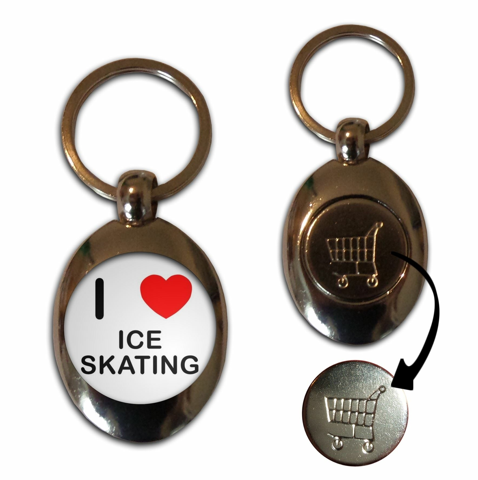 I Love Heart Ice Skating - £1/€1 Shopping Trolley Coin Key Ring New | eBay