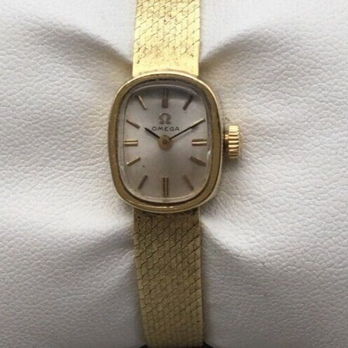 Vintage Omega Watch Women 14mm 14K Gold Oval Dial Manual Wind 6.25" | eBay